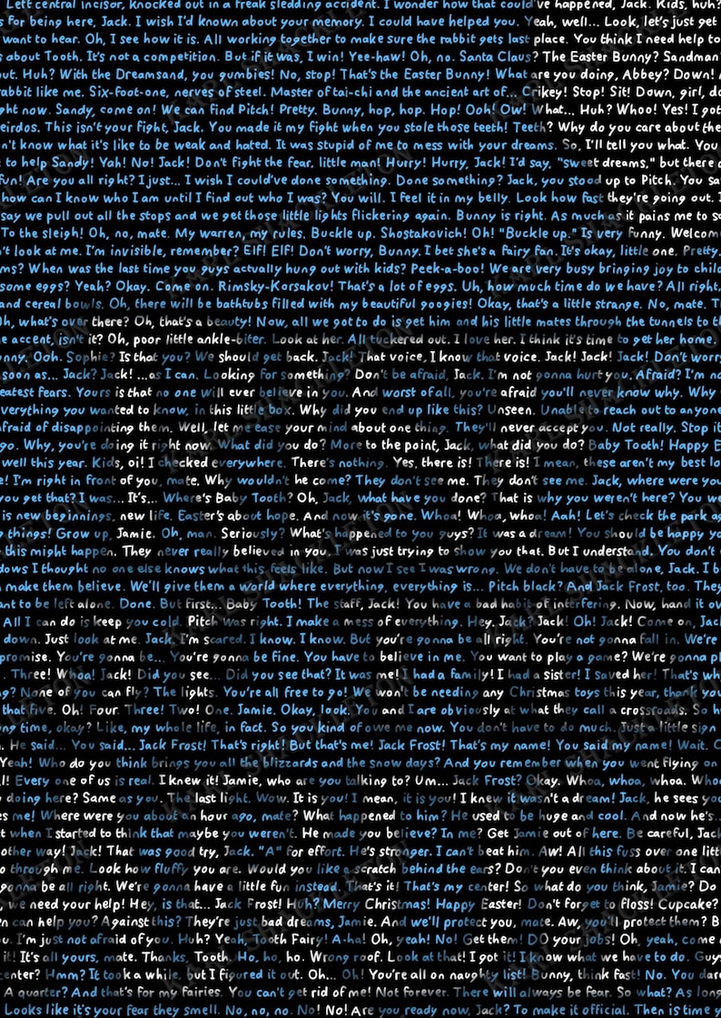 Rise of the Guardians 2012 Handwritten Movie Script Poster - Etsy