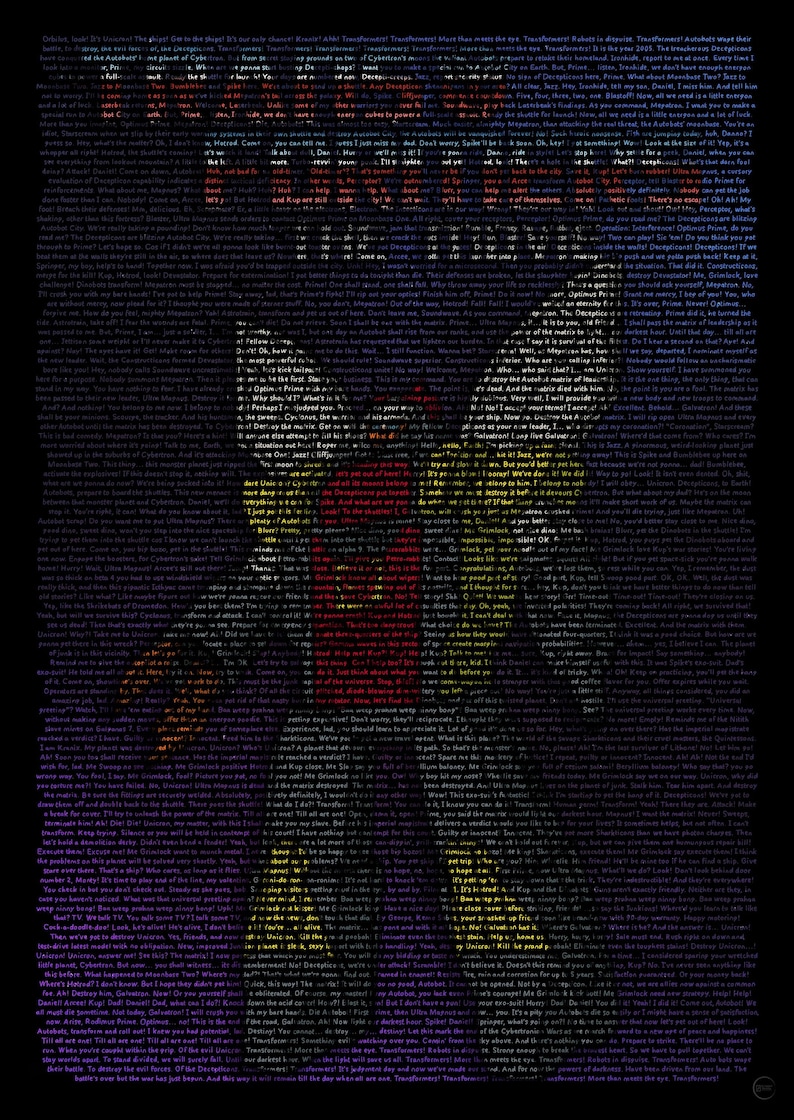 The Transformers the Movie (1986) Handwritten Movie Script Poster - Etsy