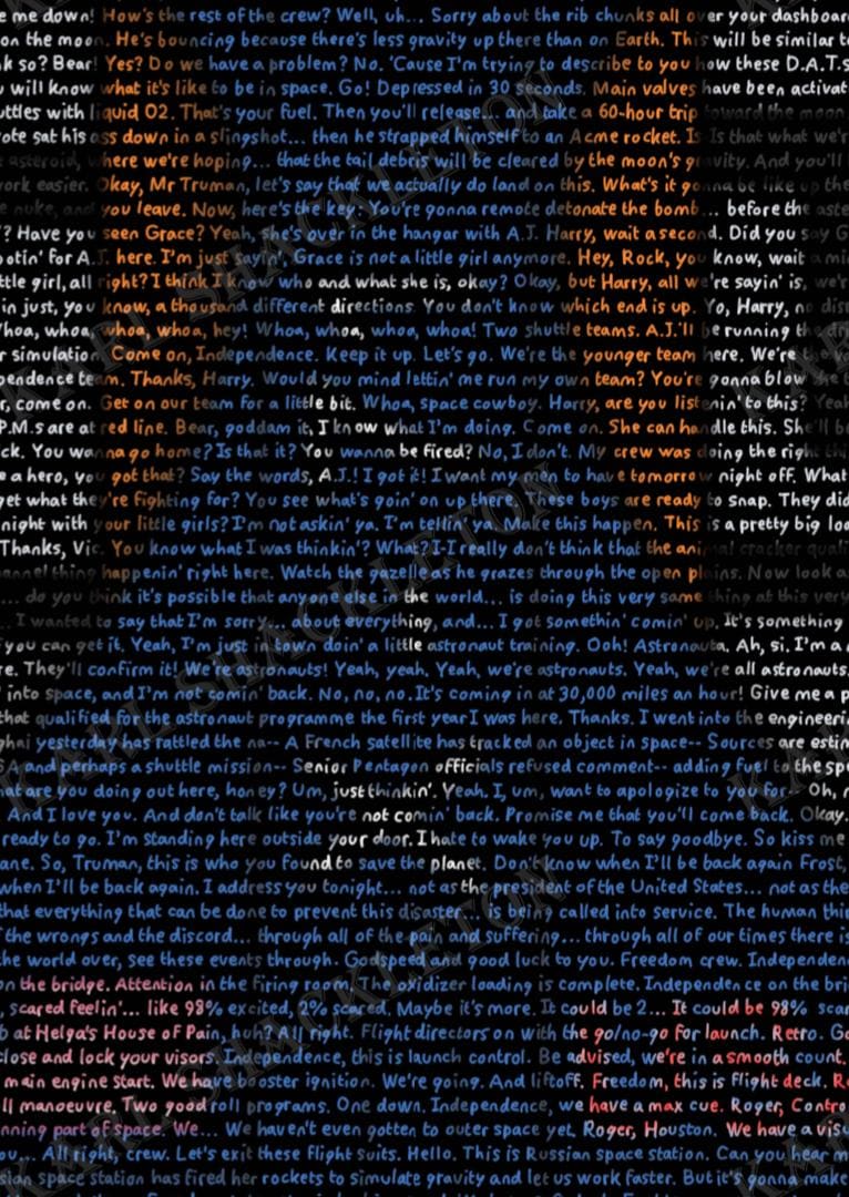 Armageddon (1998) Handwritten Movie Script Poster - Etsy