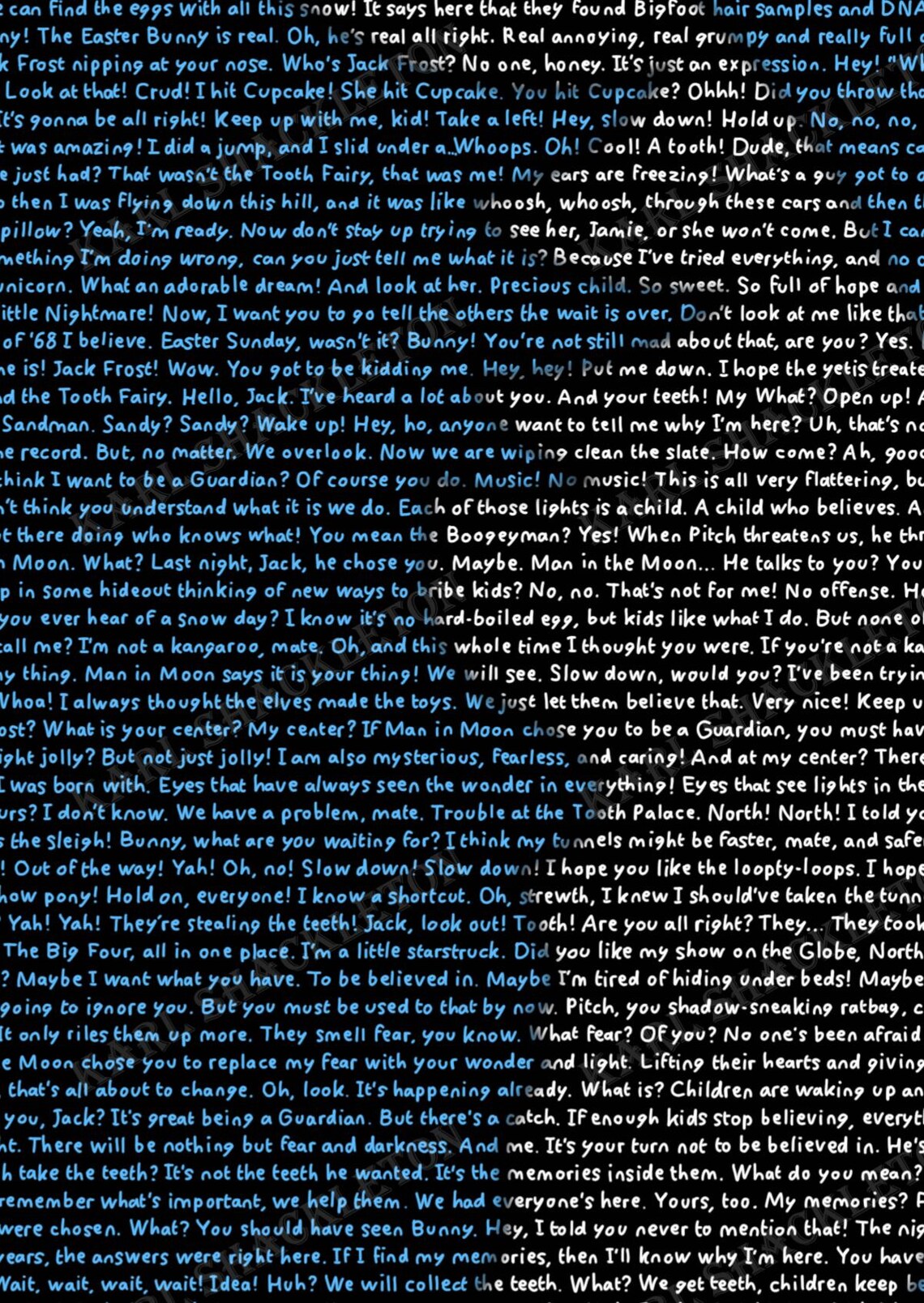 Rise of the Guardians 2012 Handwritten Movie Script Poster - Etsy