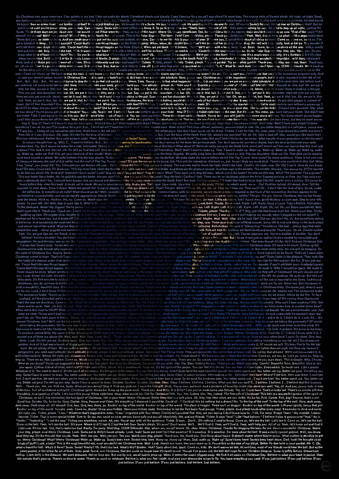 The Polar Express (2004) Handwritten Movie Script Poster - Etsy