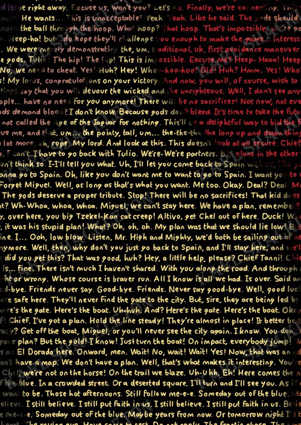 The Road to El Dorado (2000) Handwritten Movie Script Poster - Etsy