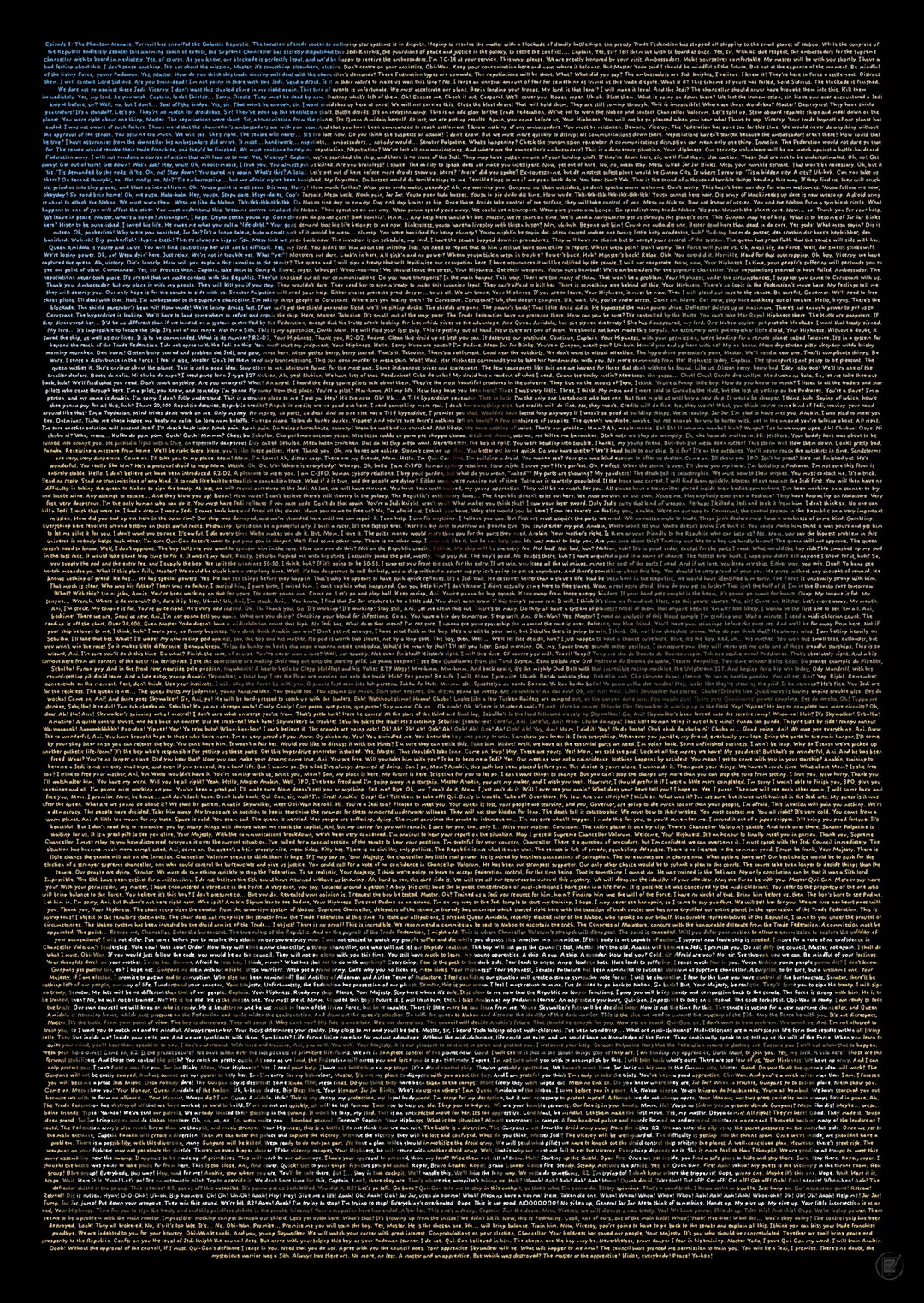 Star Wars: Episode I – the Phantom Menace (1999) Handwritten Movie ...