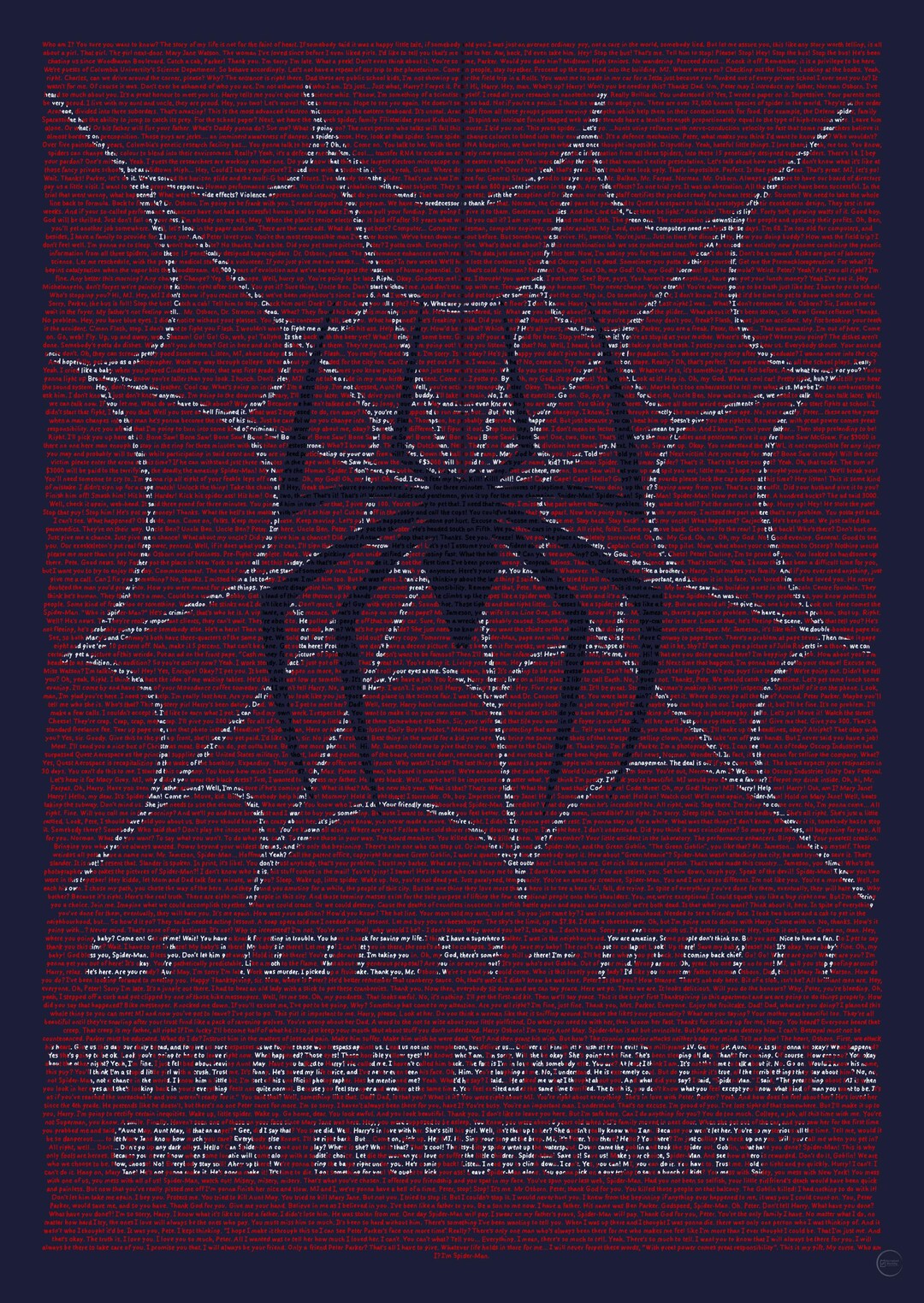 Spider-man (2002) Handwritten Movie Script Poster - Etsy