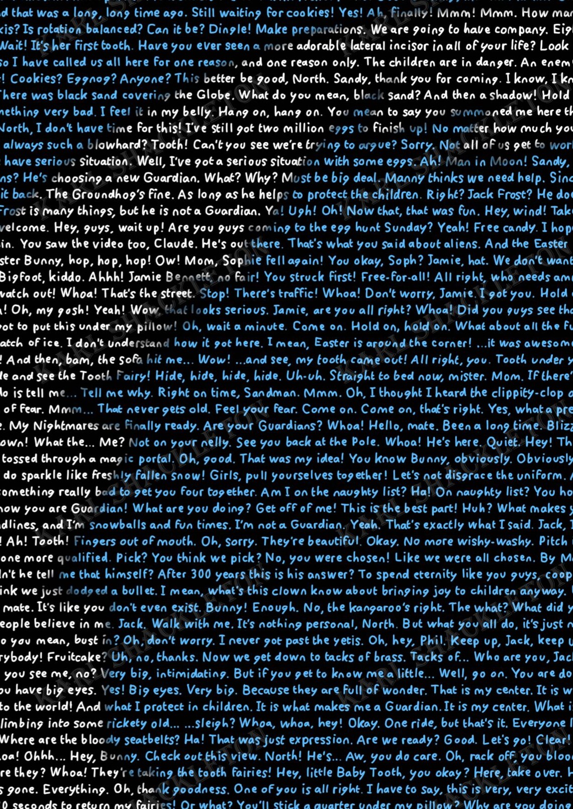 Rise of the Guardians 2012 Handwritten Movie Script Poster - Etsy