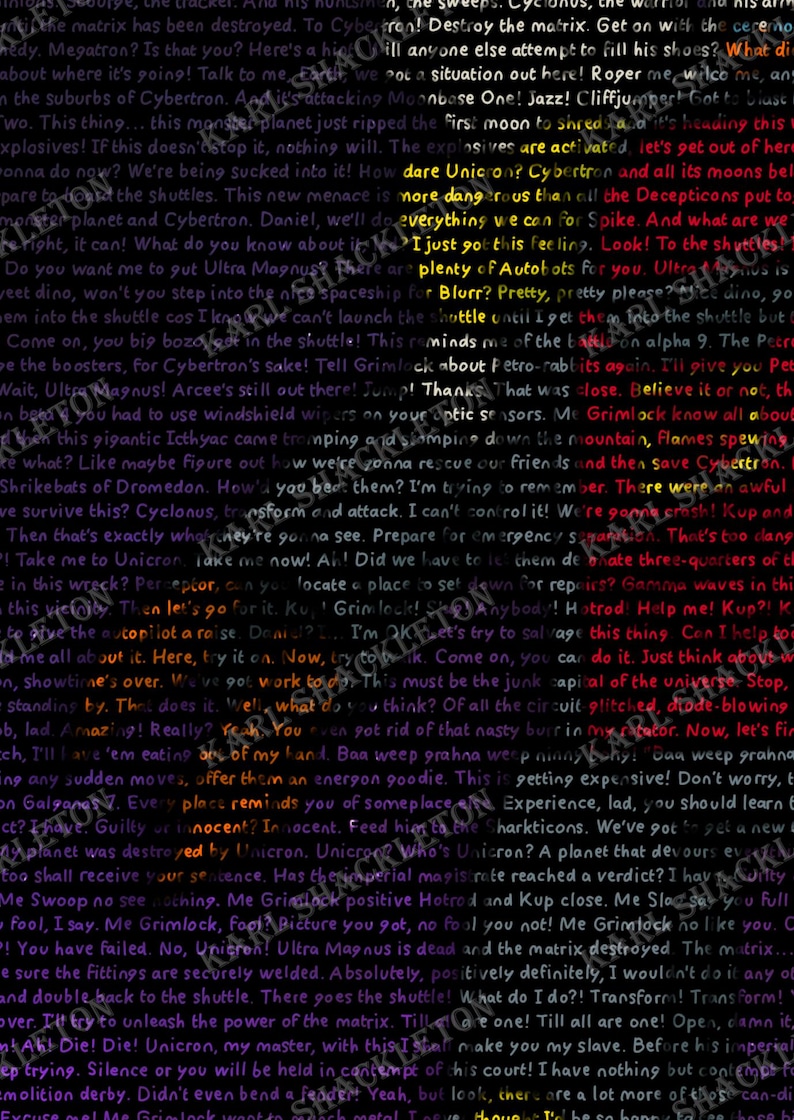 The Transformers the Movie (1986) Handwritten Movie Script Poster - Etsy