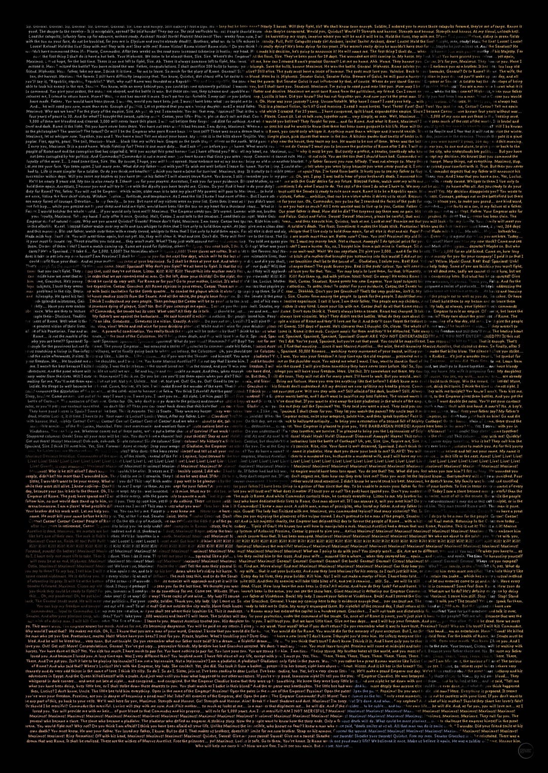 Gladiator (2000) Handwritten Movie Script Poster - Etsy