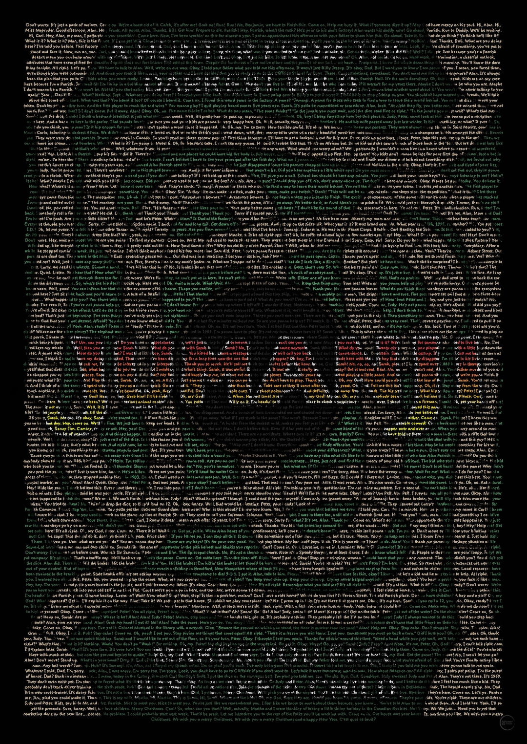 Jumanji (1995) Handwritten Movie Script Poster - Etsy