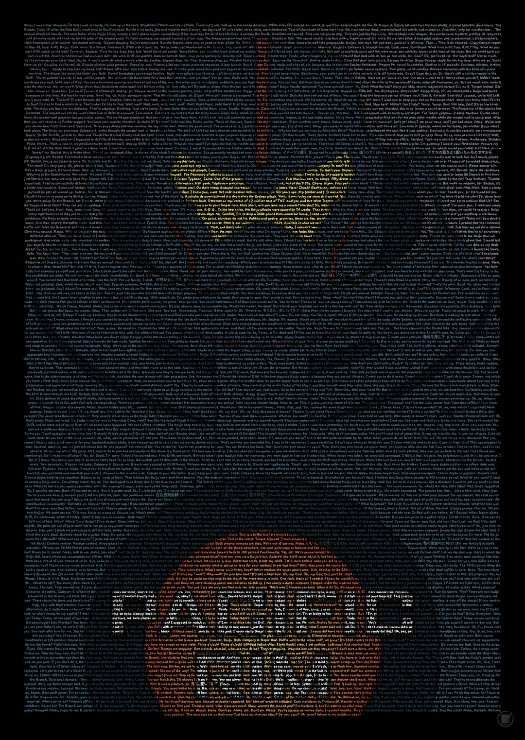 Pacific Rim (2013) Handwritten Movie Script Poster - Etsy