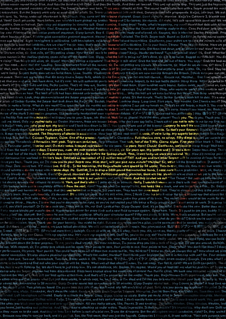 Pacific Rim (2013) Handwritten Movie Script Poster - Etsy