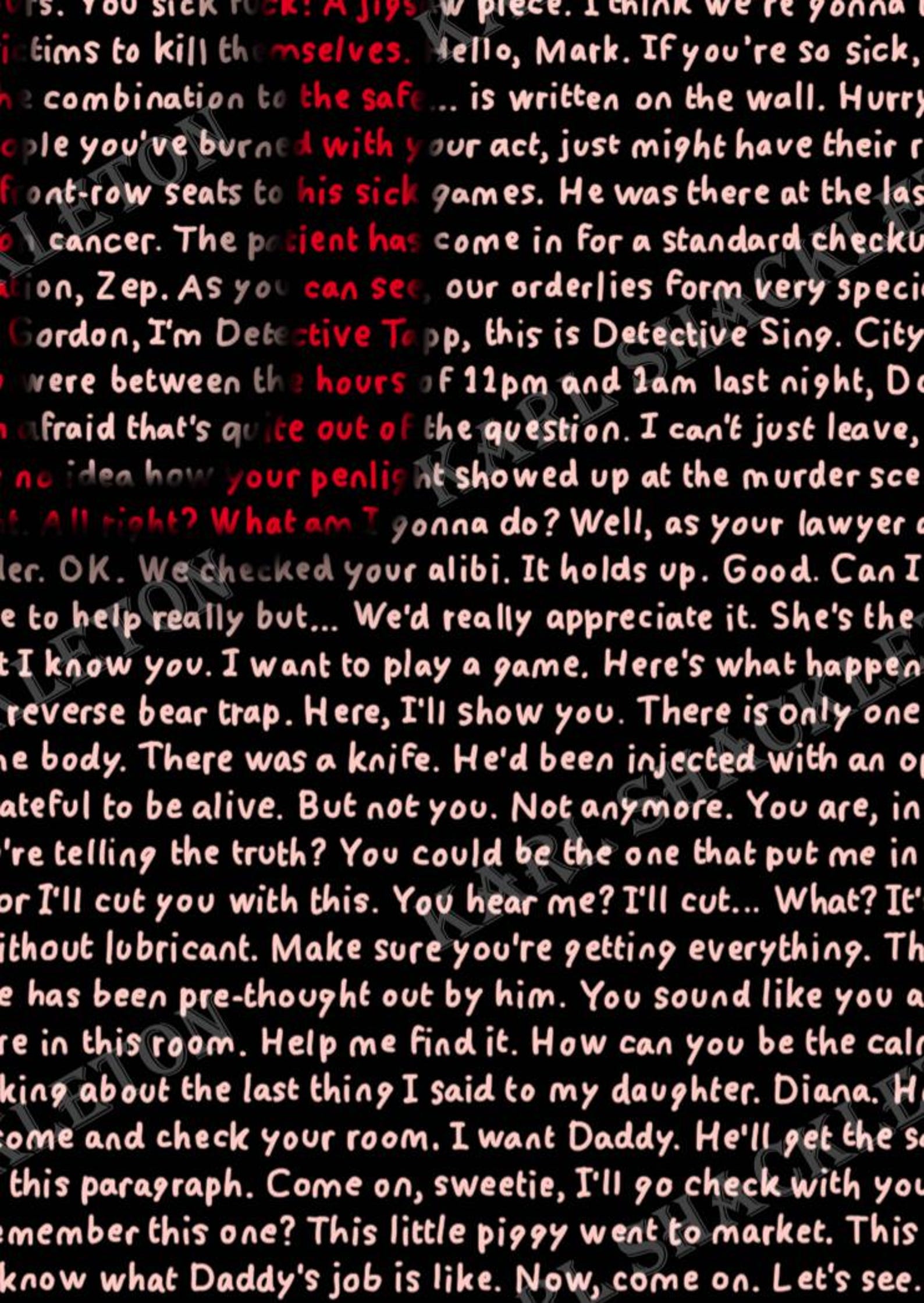 Saw (2004) Handwritten Movie Script Poster - Etsy