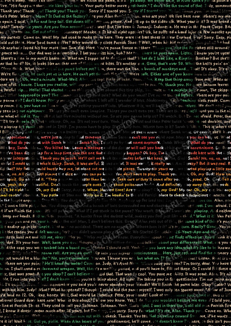 Jumanji (1995) Handwritten Movie Script Poster - Etsy