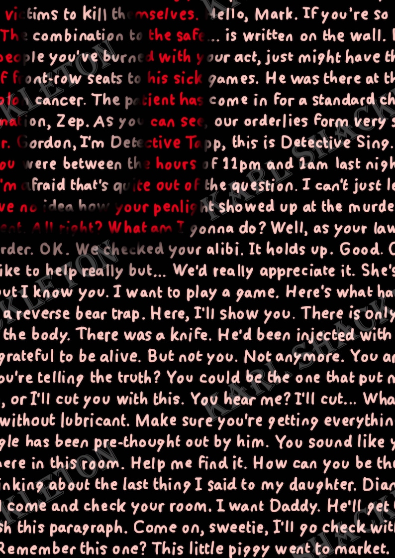 Saw (2004) Handwritten Movie Script Poster - Etsy