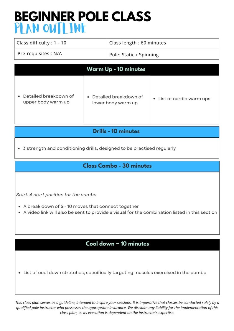 Beginner Pole Dance Routine: Complete Class Plan 001 - Etsy