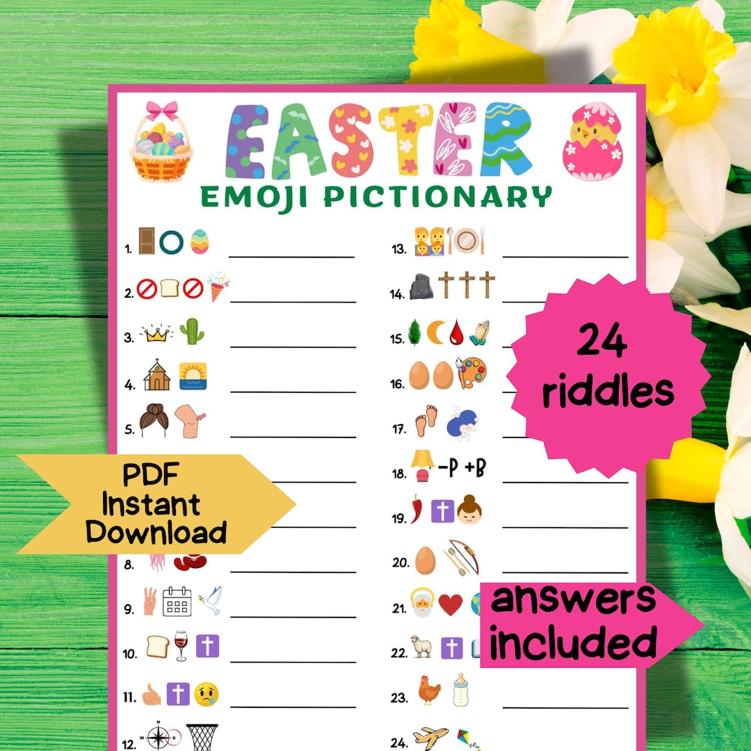 Easter Emoji Pictionary Game: Family Party Activity (digital Download ...