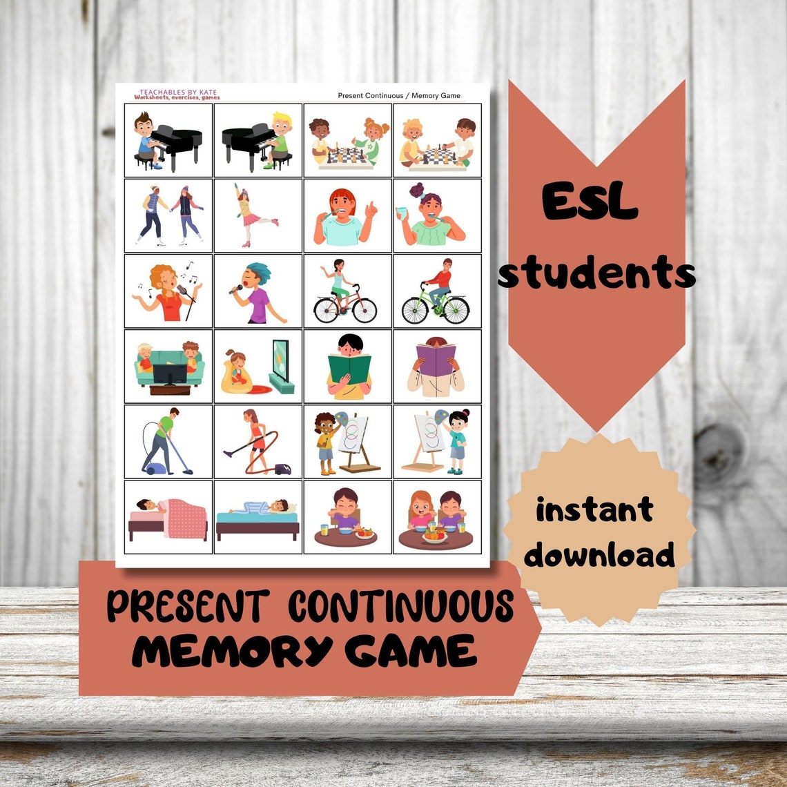 Present Continuous Tense Verbs English Grammar Printable Worksheet ...