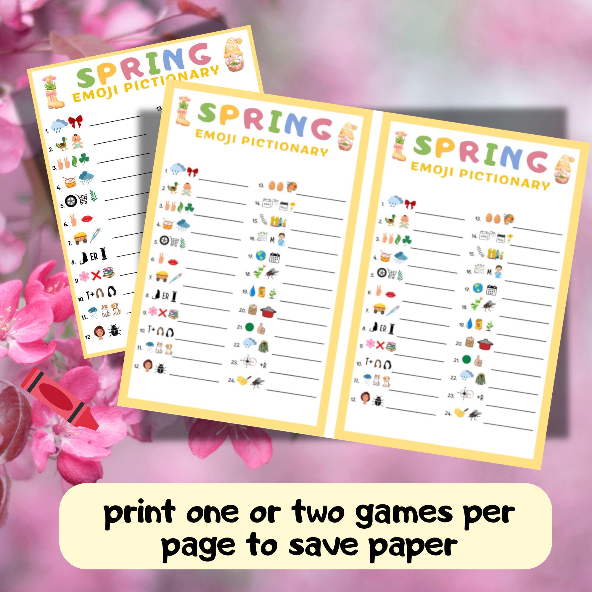 Fun Spring Party Game for Kids Family Activity Classroom Worksheet ...