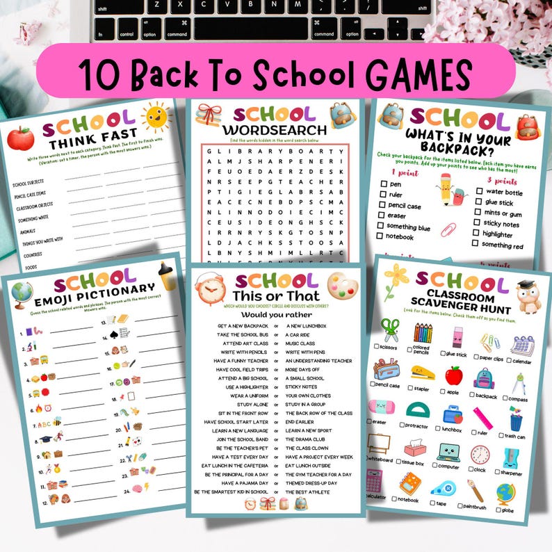 Back to School Themed Games Bundle Printable Kids Activity Pack First ...