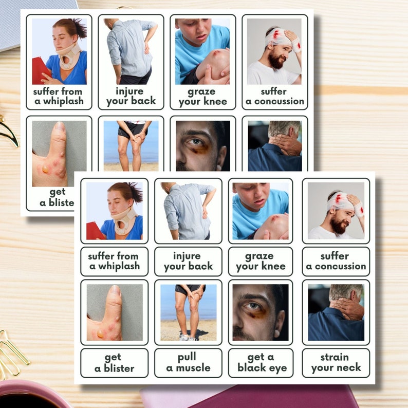 Injury Illness Flashcards Sickness Disease Flash Cards - Etsy