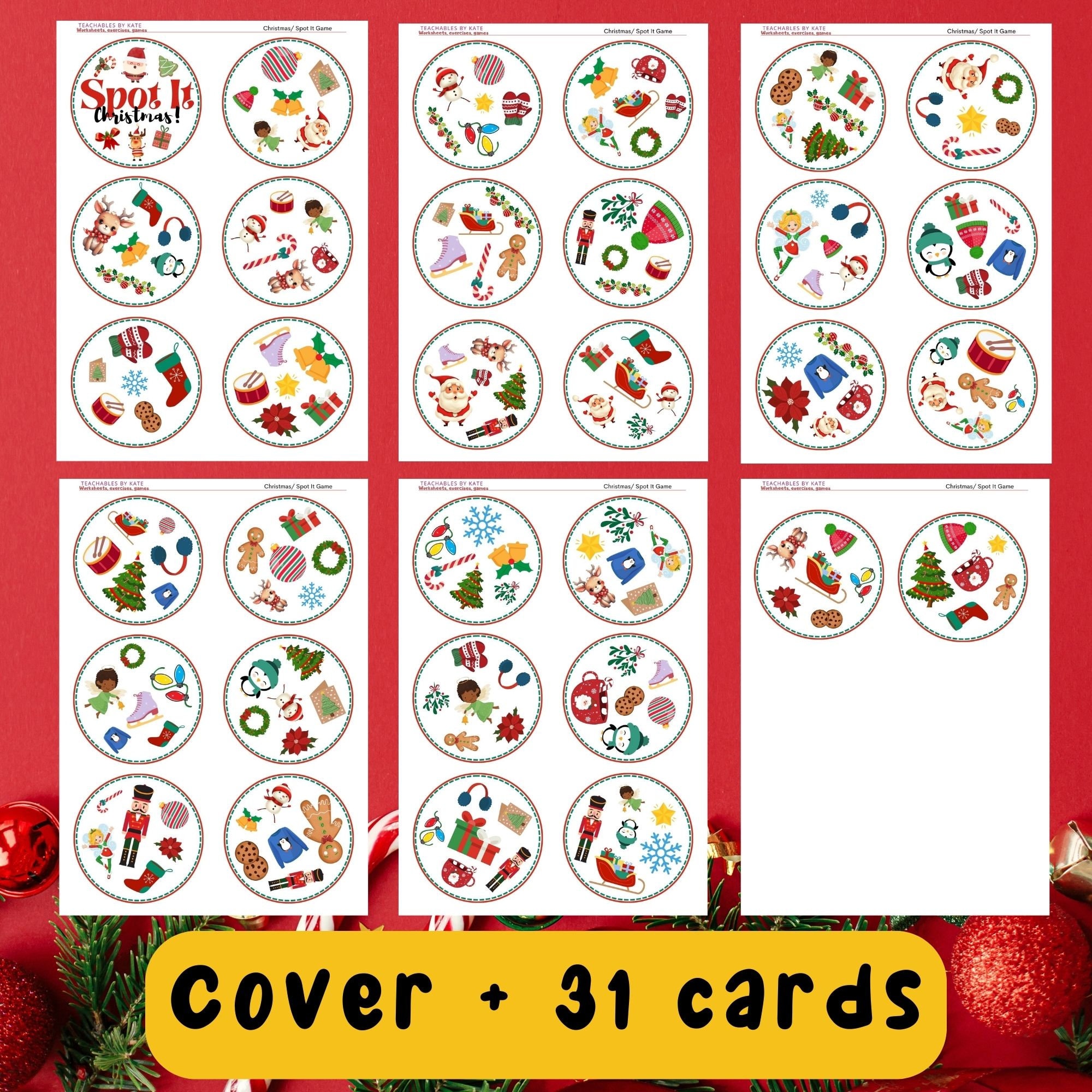 Christmas Dobble Game for Kids: Spot It Cards (PDF Download) - Etsy