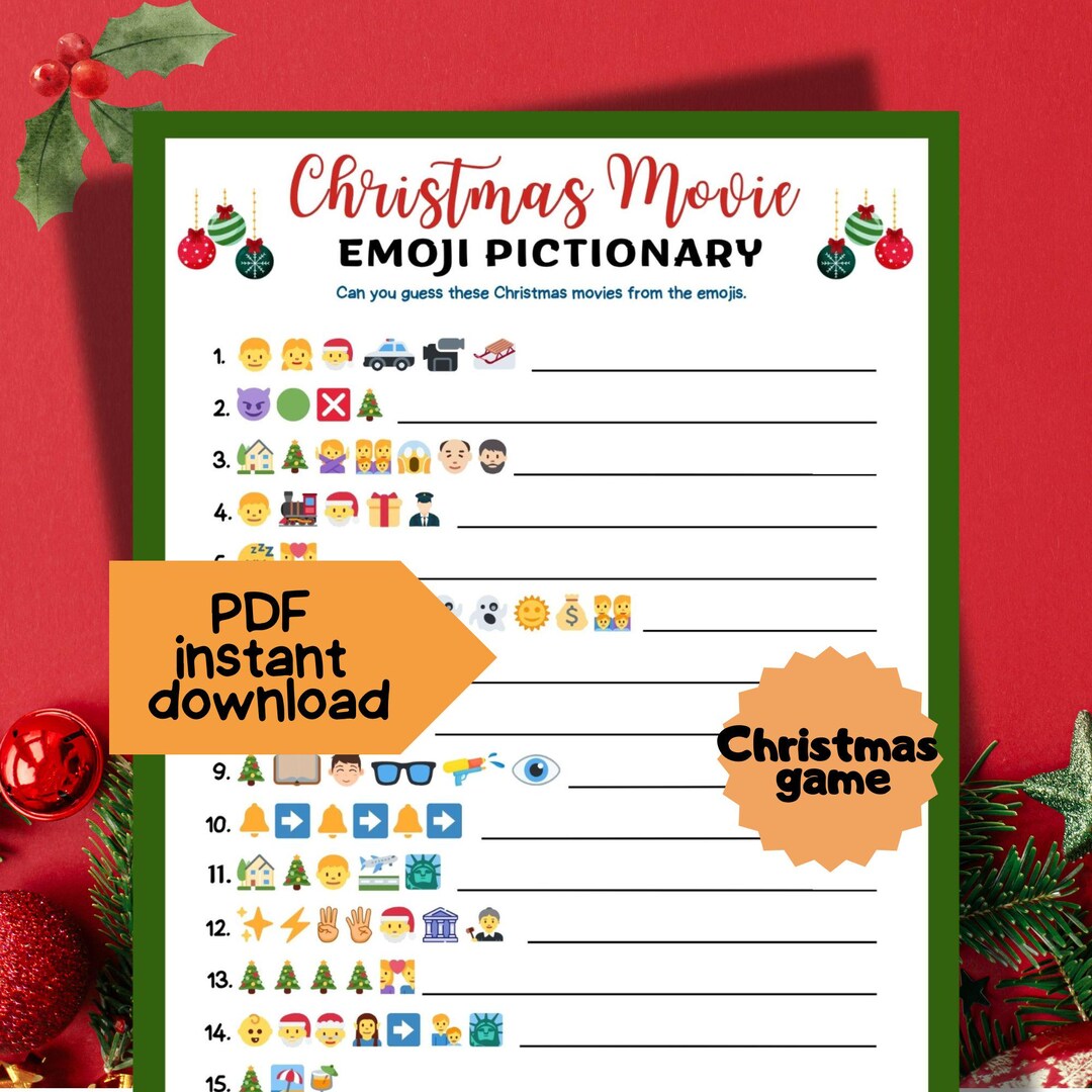 Christmas Movie Emoji Pictionary Game: Printable Holiday Party Activity ...