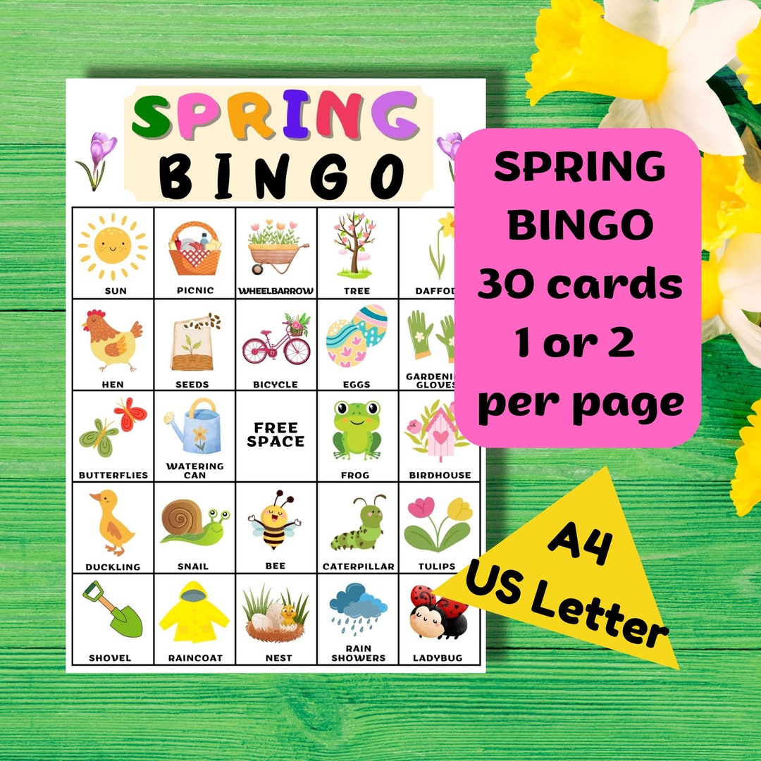 Spring Seasonal Gaming Colorful Bingo Cards Sheet Unique Printable ...