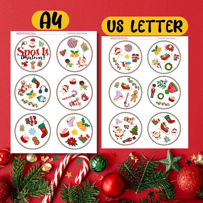 Christmas Dobble Game for Kids: Spot It Cards (PDF Download) - Etsy