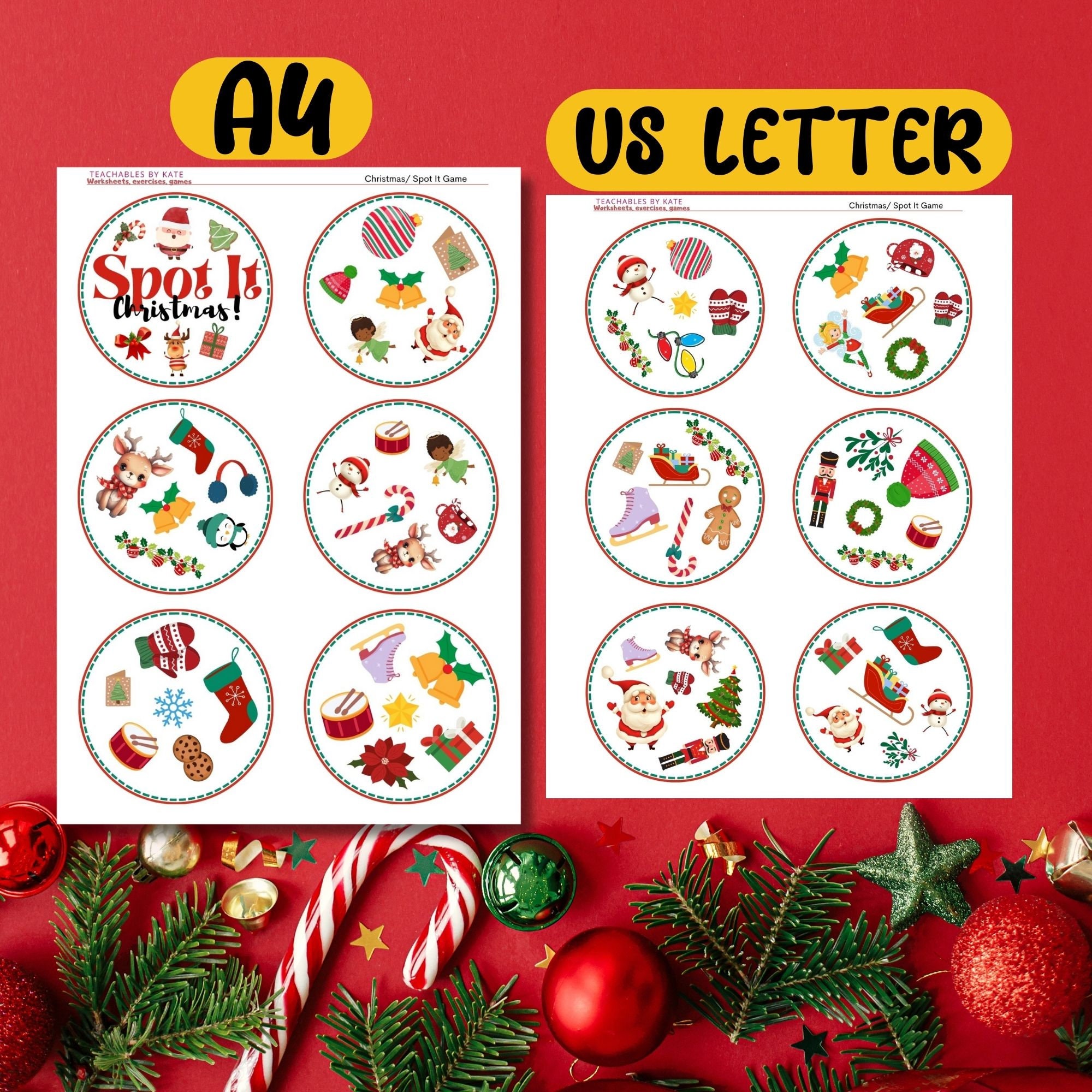 Christmas Dobble Game for Kids: Spot It Cards (PDF Download) - Etsy