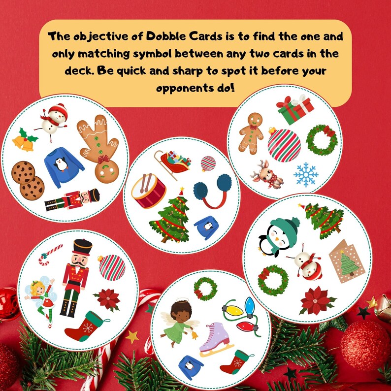 Christmas Dobble Game for Kids: Spot It Cards (PDF Download) - Etsy