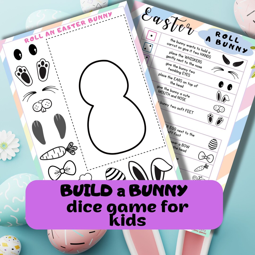 Build a Bunny Easter Dice Game Craft for Kids Coloring Roll a Bunny ...