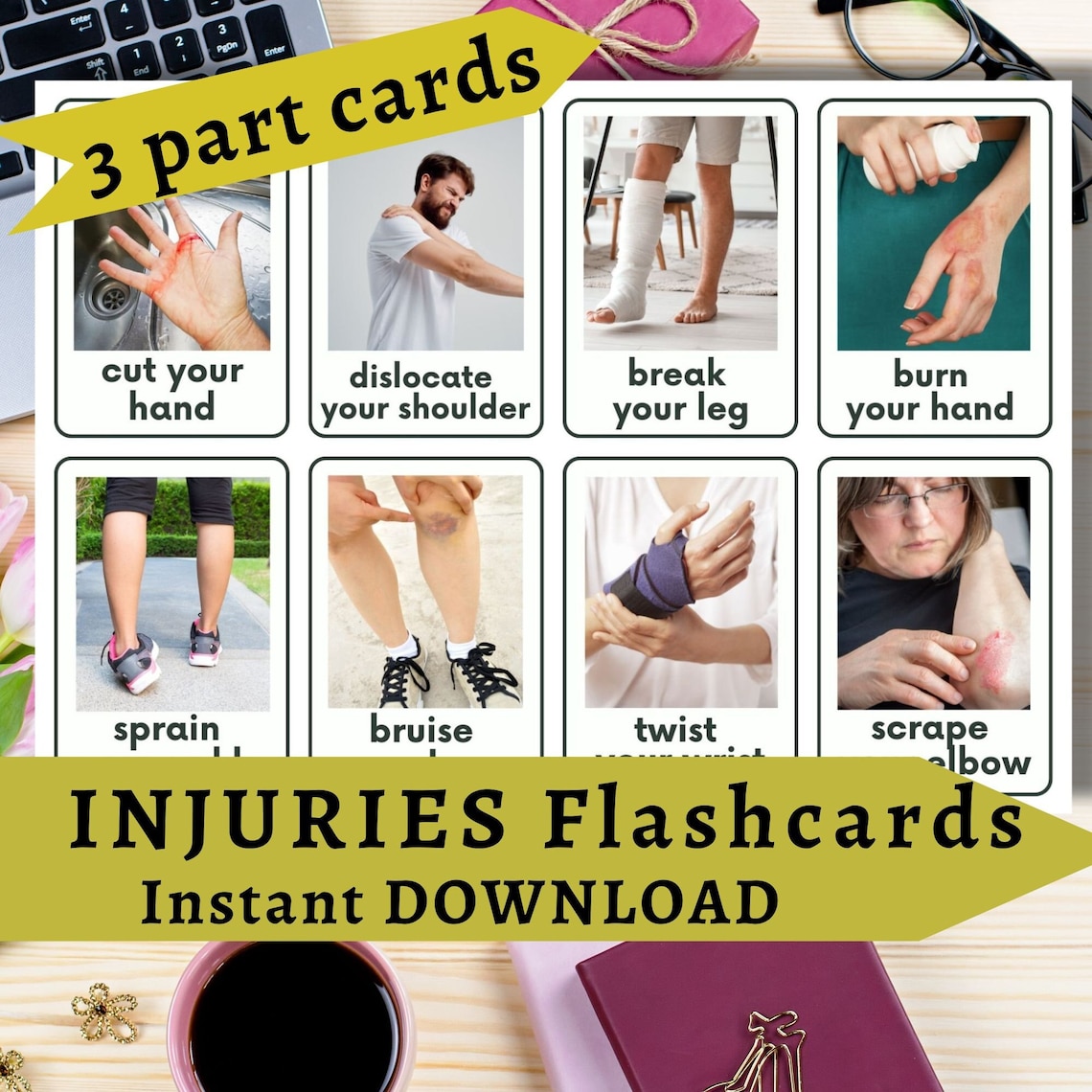 Injury Illness Flashcards Sickness Disease Flash Cards - Etsy