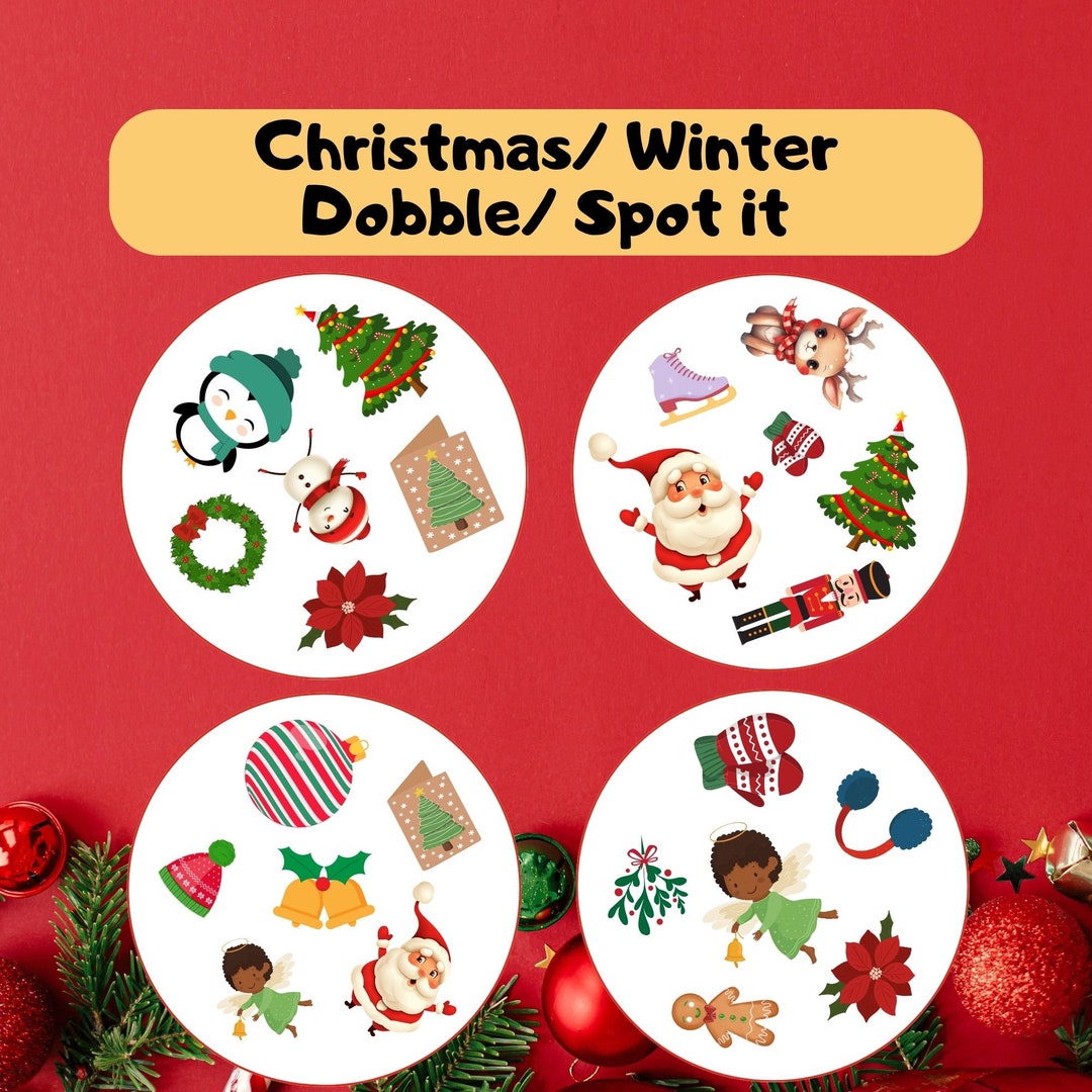 Christmas Winter Dobble Cards Spot It Find It for Kids Game - Etsy