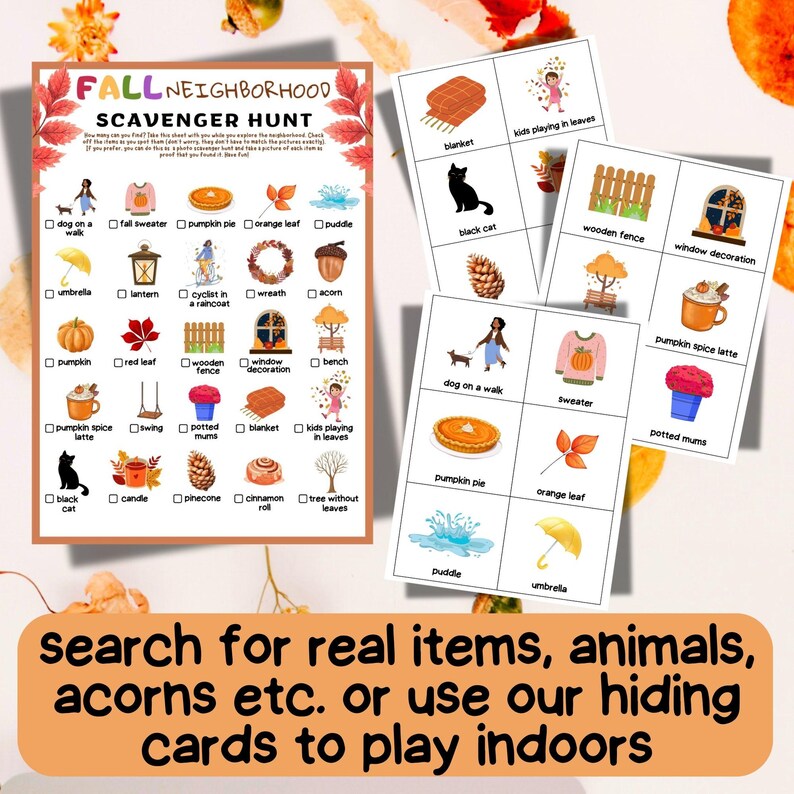 Fall Neighborhood Scavenger Hunt: Outdoor Activity Game (printable PDF ...