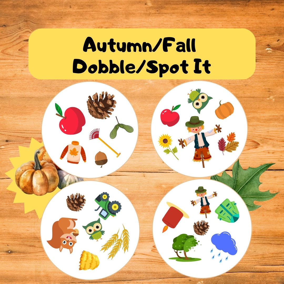 Dobble Style Spot Seek It Fall Autumn Themed Find Match Pairs ...