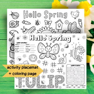 Spring Activity Printable Placemat Educational Worksheet Spring Sheet ...