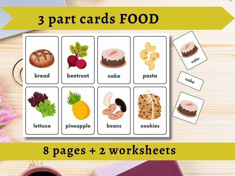 Tarjetas didácticas de alimentos Hoja de trabajo PDF imprimible Juegos ...