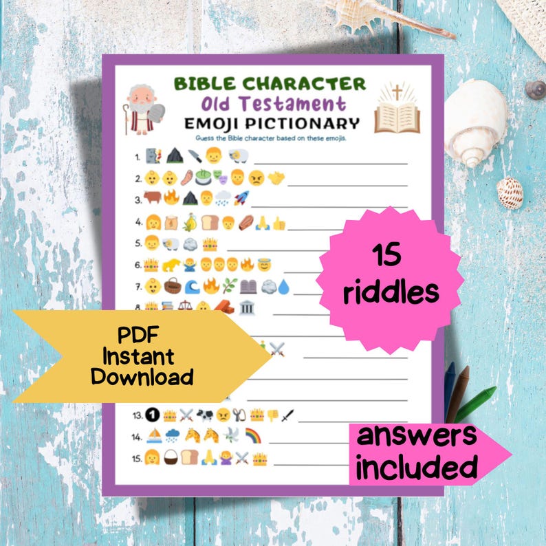 Old Testament Bible Character Emoji Quiz: Printable Game (PDF Download ...
