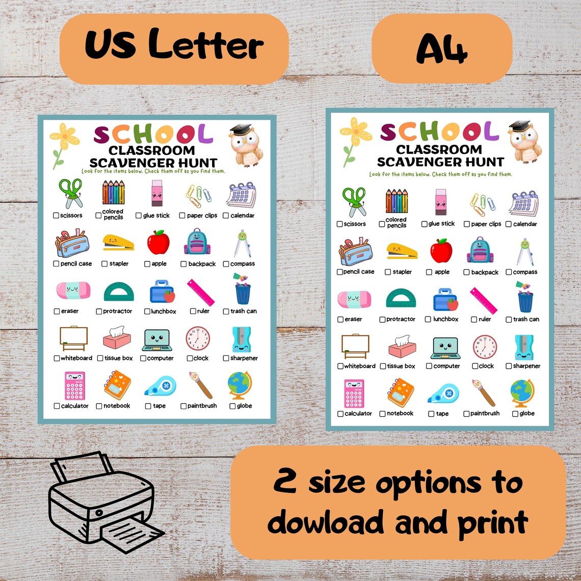 Back to School Scavenger Hunt 25 Classroom Items School Supplies ...