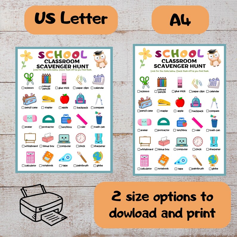 Back to School Scavenger Hunt 25 Classroom Items School Supplies ...