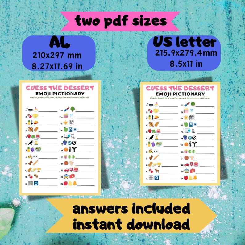 Dessert Emoji Game Printable Food Game Guess the Dessert Emoji ...