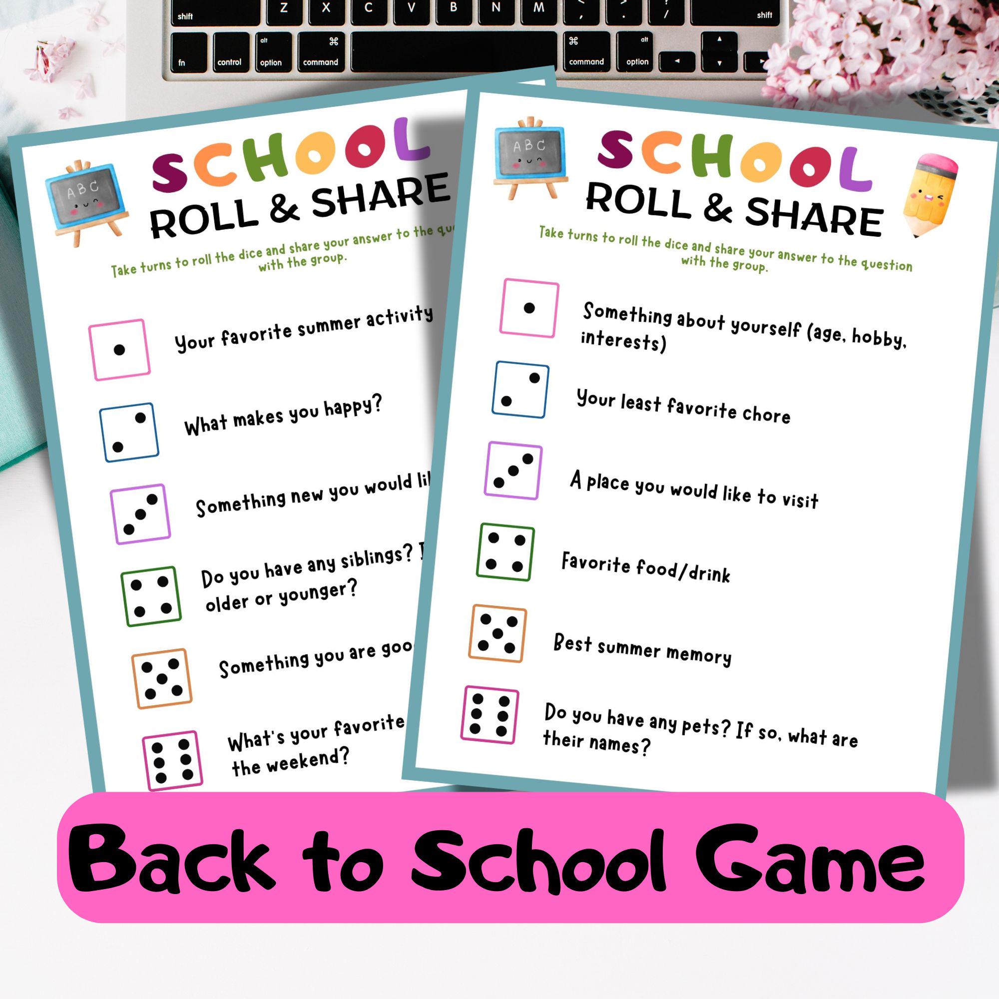Back to School Dice Game Roll & Share Classroom Activity Printable ...