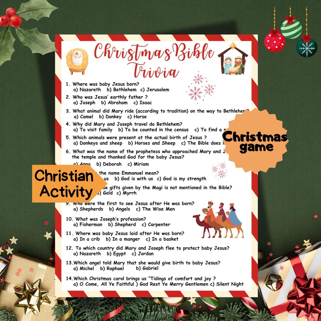 Christian Christmas Bible Trivia Game, Nativity Quiz (printable PDF) - Etsy