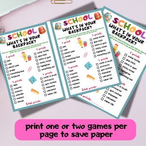 Back to School What's in Your Backpack Printable Game Worksheet for ...