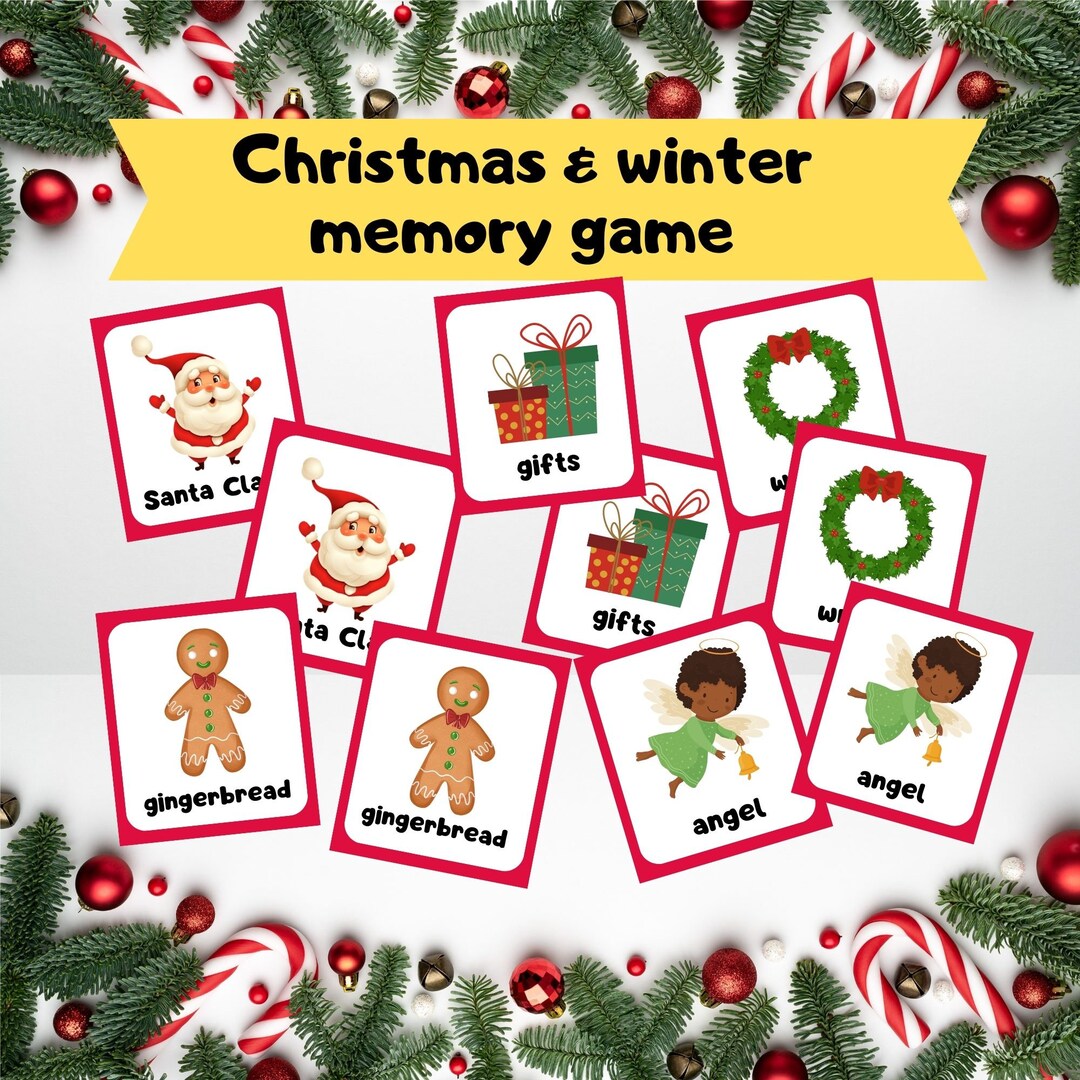 Christmas Winter Memory Game for Kids Matching Pictures and Words ...