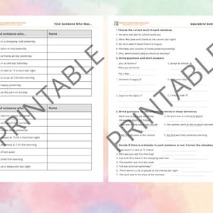 Was Were Past Simple Grammar Worksheet Bundle (PDF) - Etsy