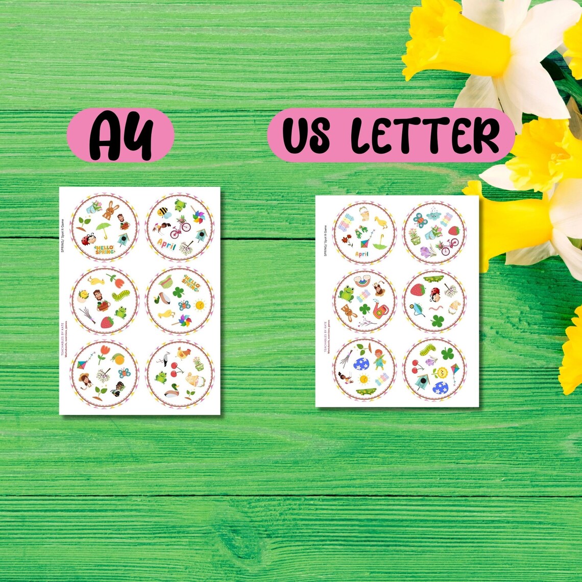 Spring Spot It Card Game: Family Matching Game (instant Download) - Etsy