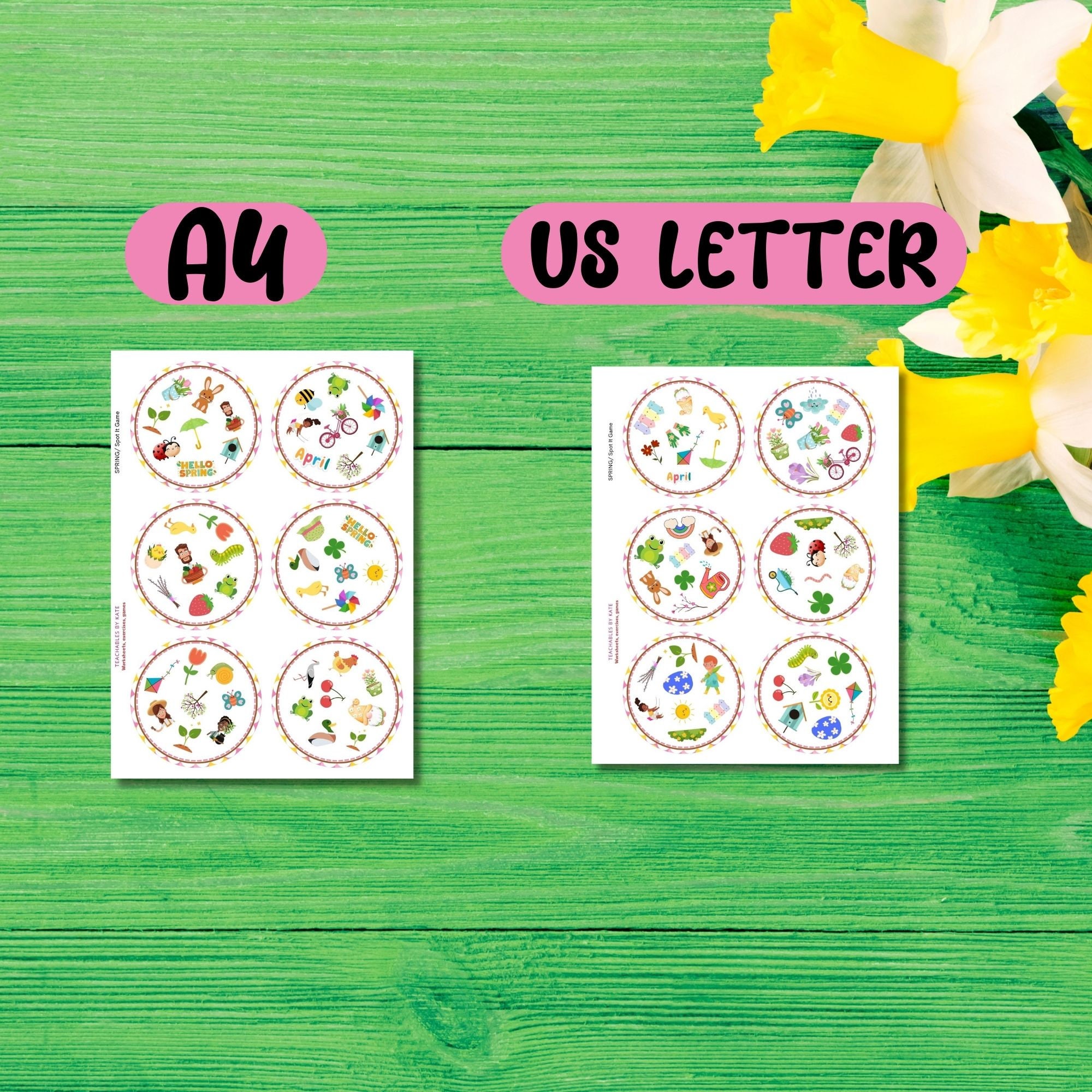 Spring Themed Vocabulary Game Worksheets Spot It Seek It Matching ...