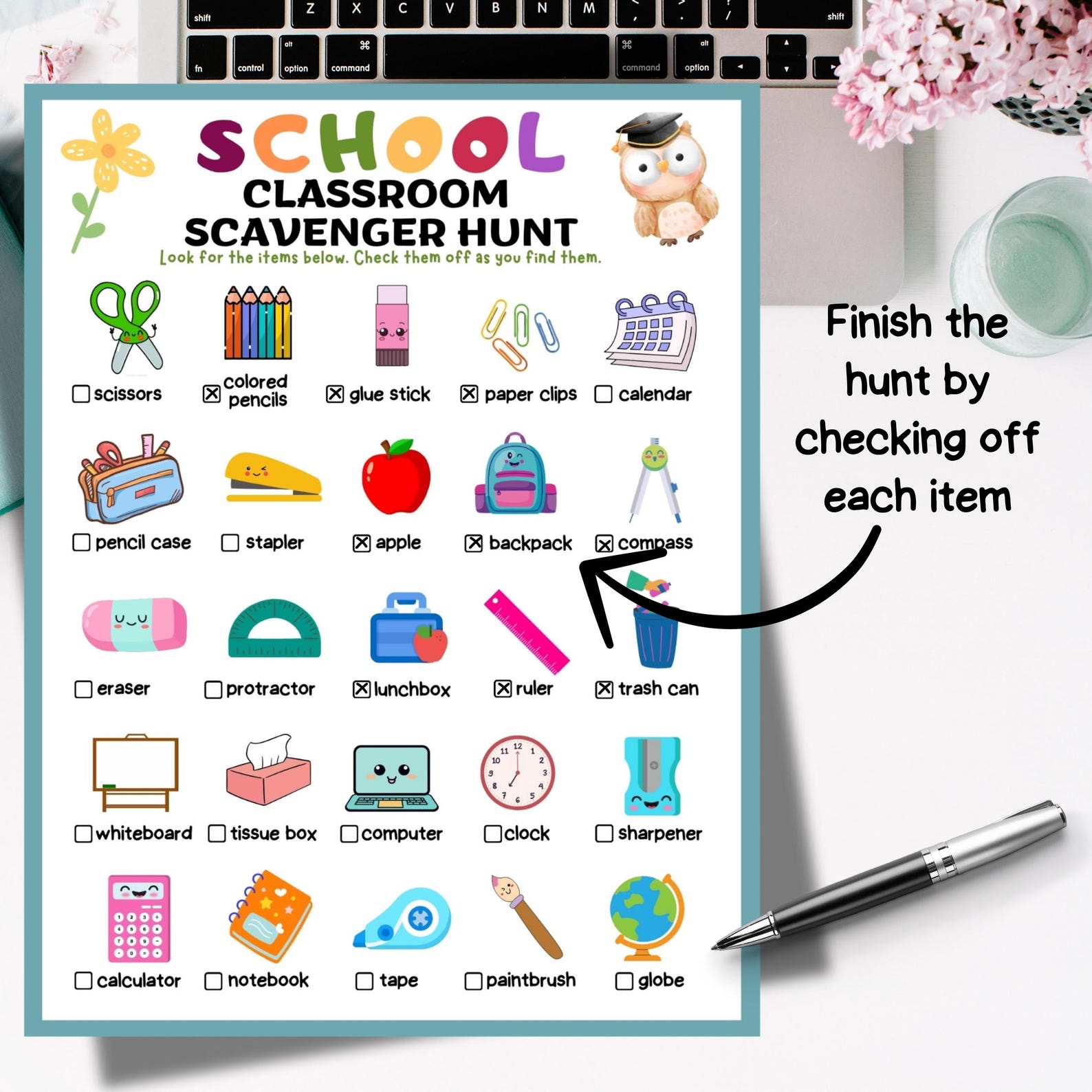 Back to School Scavenger Hunt 25 Classroom Items School Supplies ...