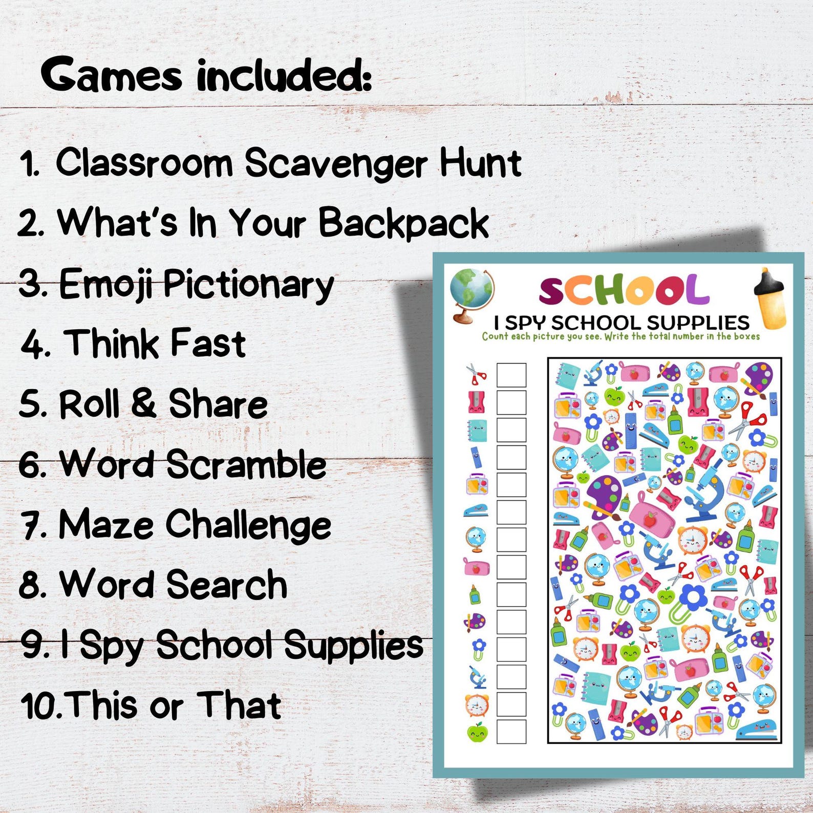 Back to School Themed Games Bundle Printable Kids Activity Pack First ...