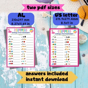 Summer Emoji Pictionary Summer Party Game Printable Games for Kids ...